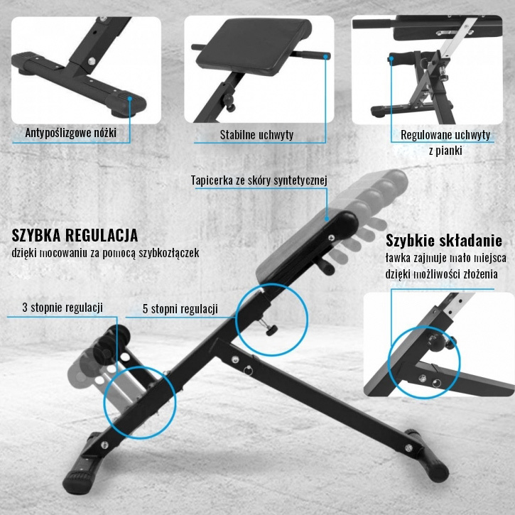 Składana ławeczka rzymska do pleców - Gorilla Sports